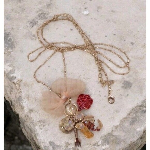 Disney | Jewelry | Disney Princesses Rose Gold Pink Bow Multi Dangle ...